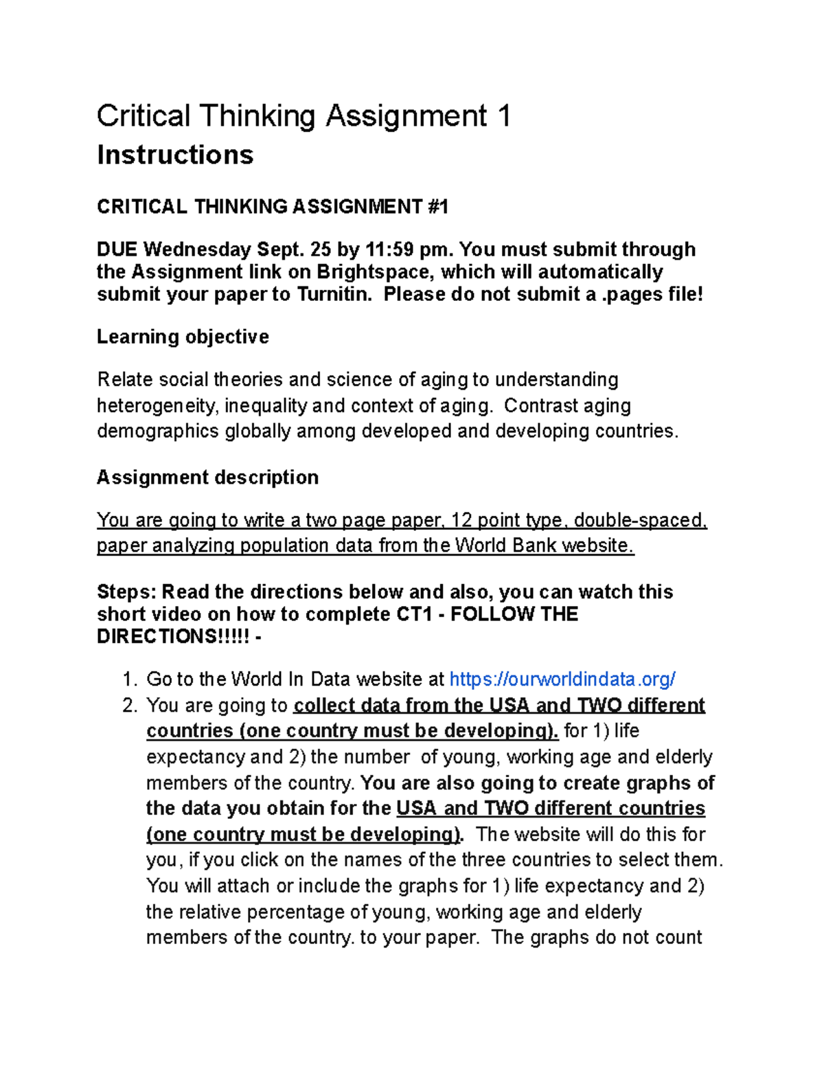 Gero Assignment - very easy - Critical Thinking Assignment 1 Instructions CRITICAL THINKING ...