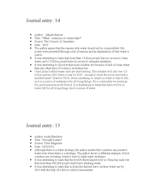 Journal Entry 22-23 - Journal entry: 22 Author: Larry Brilliant Title ...