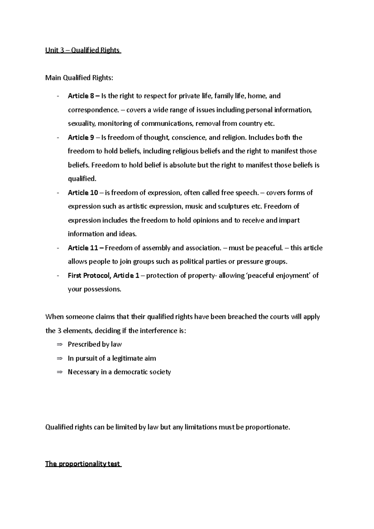 Unit 3 - Qualified Rights - Unit 3 – Qualified Rights Main Qualified ...