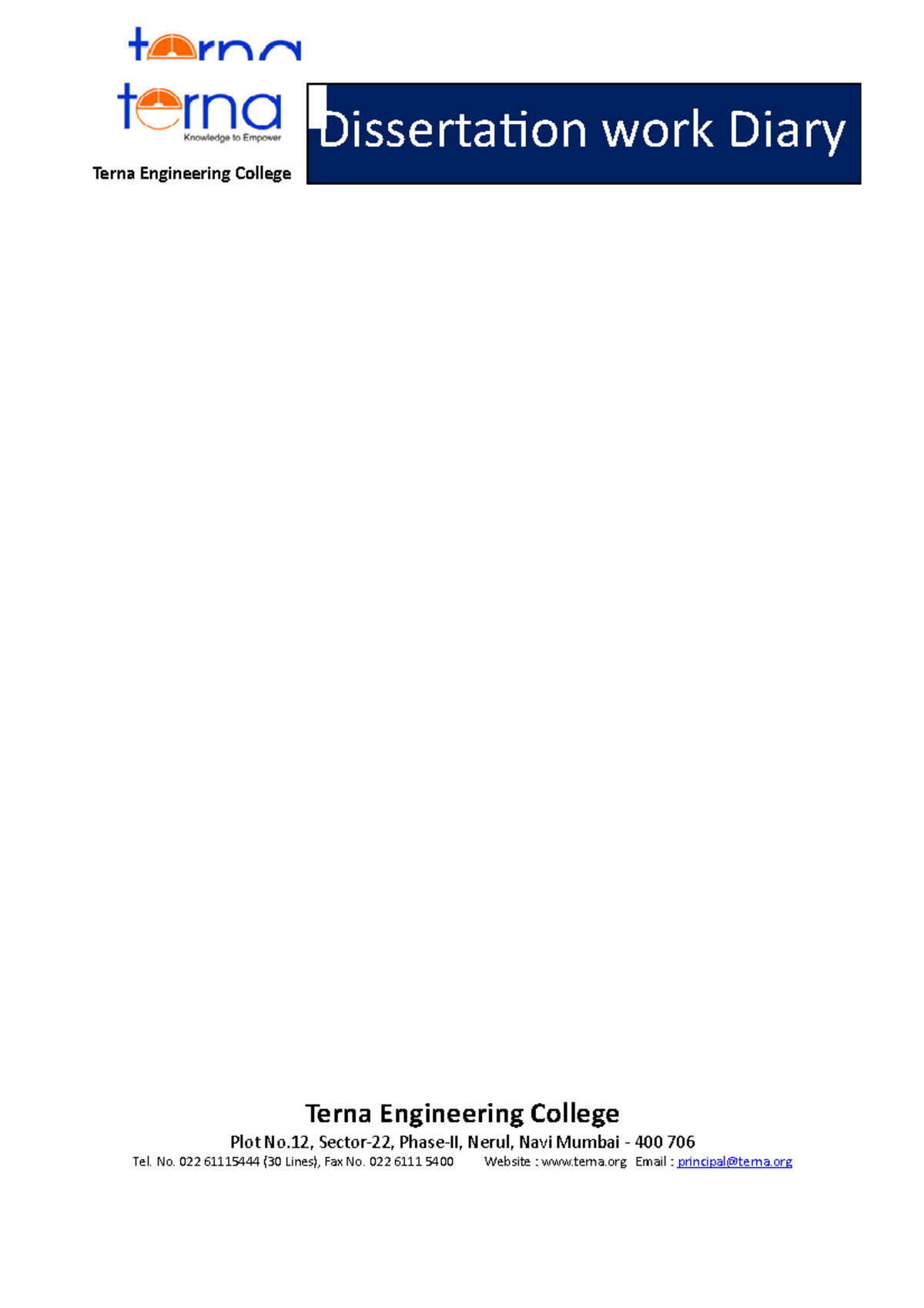 Dissertation Diary - 2013-14 - Terna Engineering College Dissertation ...