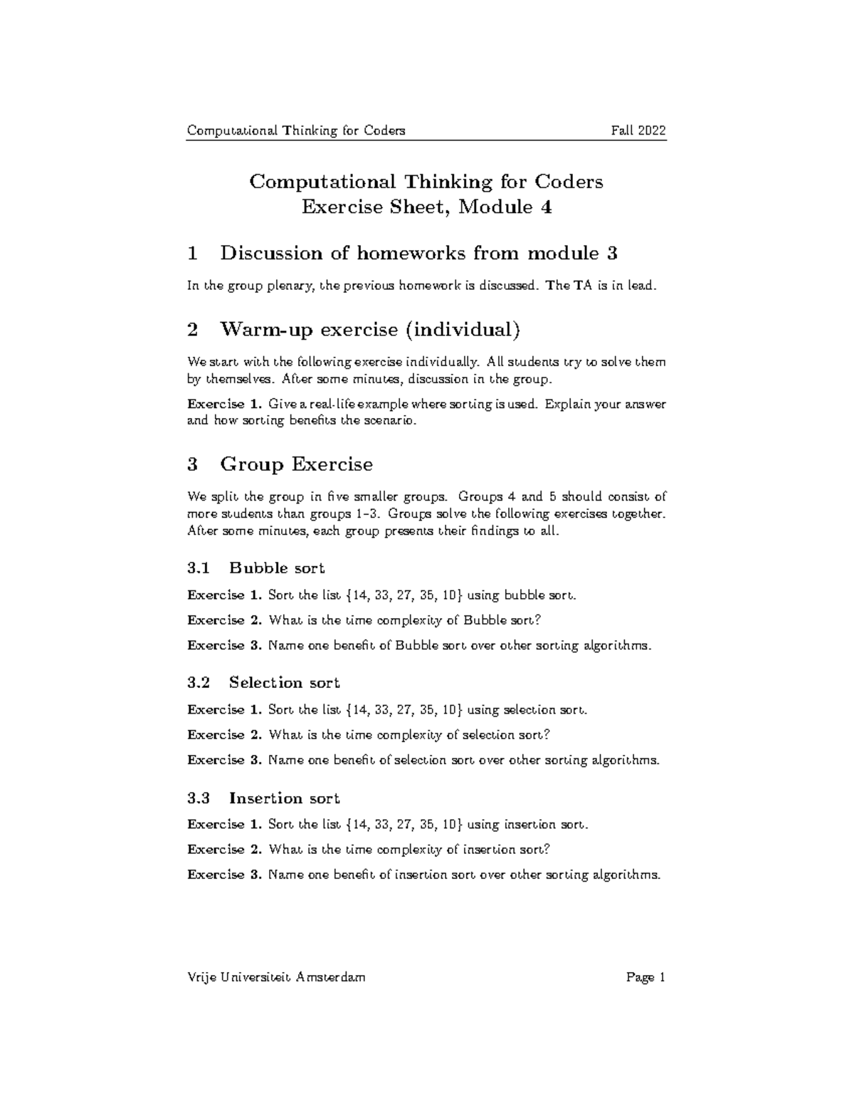 Ct Week 4 Exercises Practial For Group Exercise Classes Computational Thinking For Coders