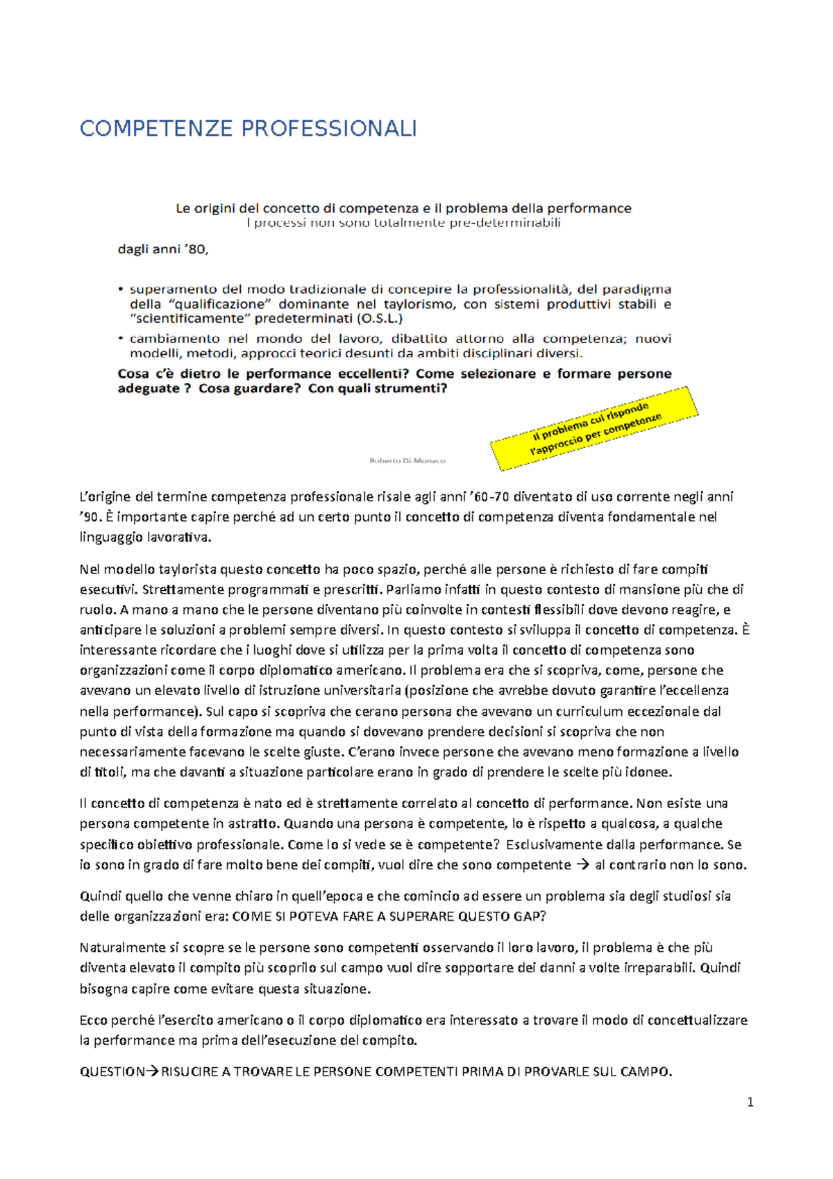 Appunti secondo esonero - COMPETENZE PROFESSIONALI L’origine del ...
