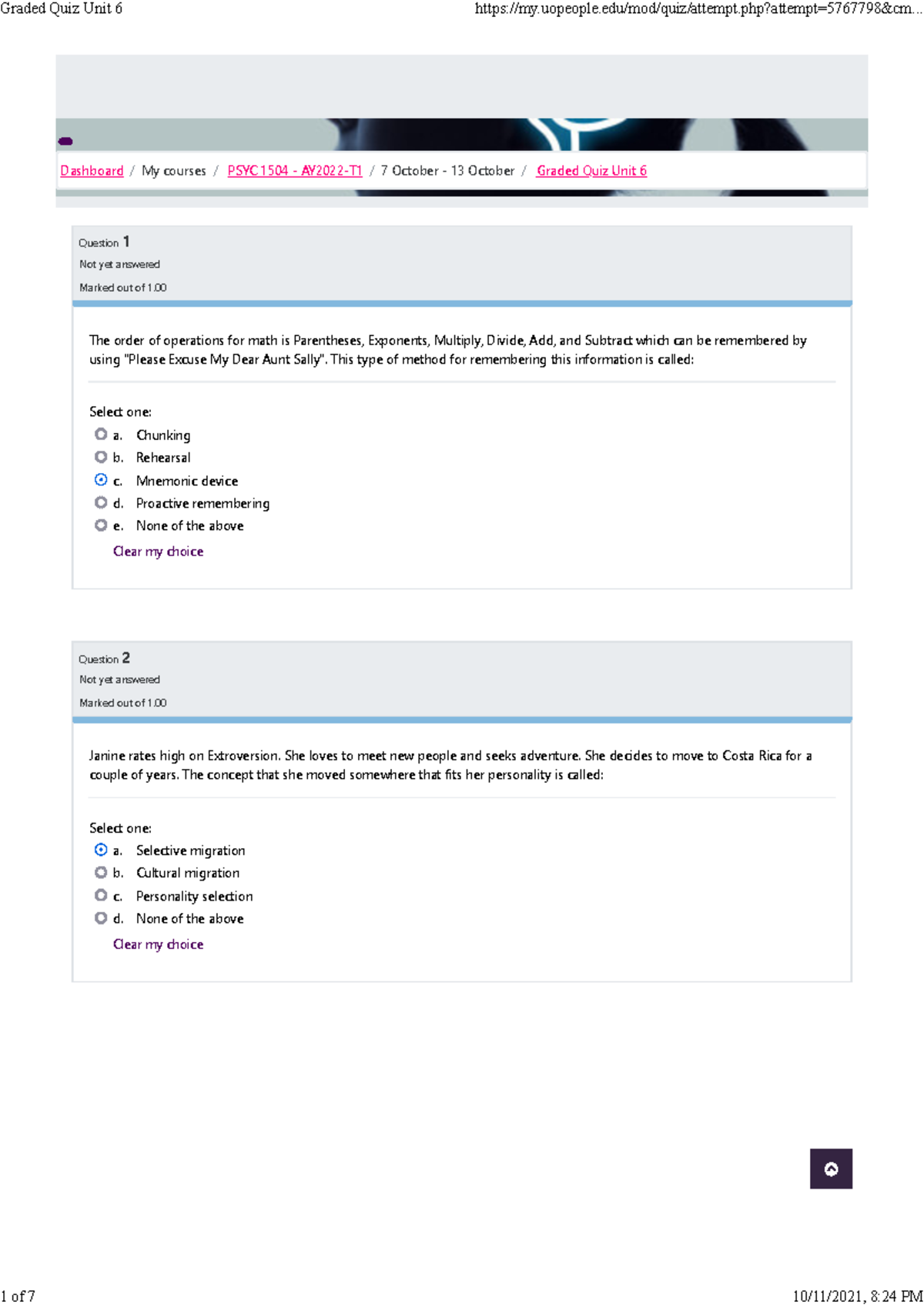 Graded Quiz Unit 6 - Final exam - Question 1 Not yet answered Marked ...