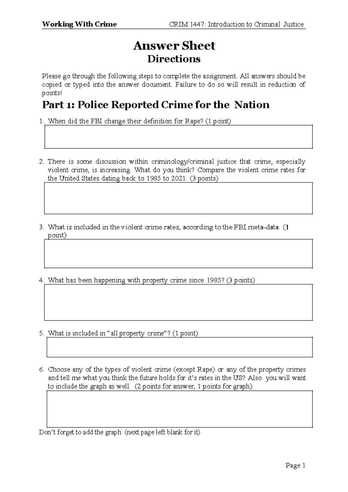 Working with crime data-answer Sheet - Working With Crime Data Answer ...