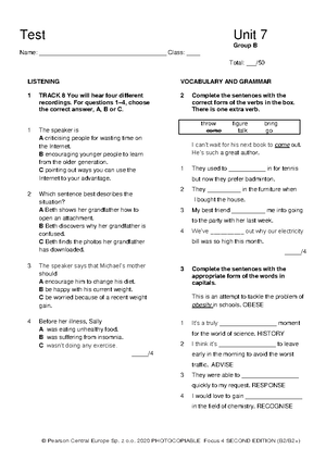 New Password B1+ UT Answer key - New Password B1+ Unit Tests Answer Key ...