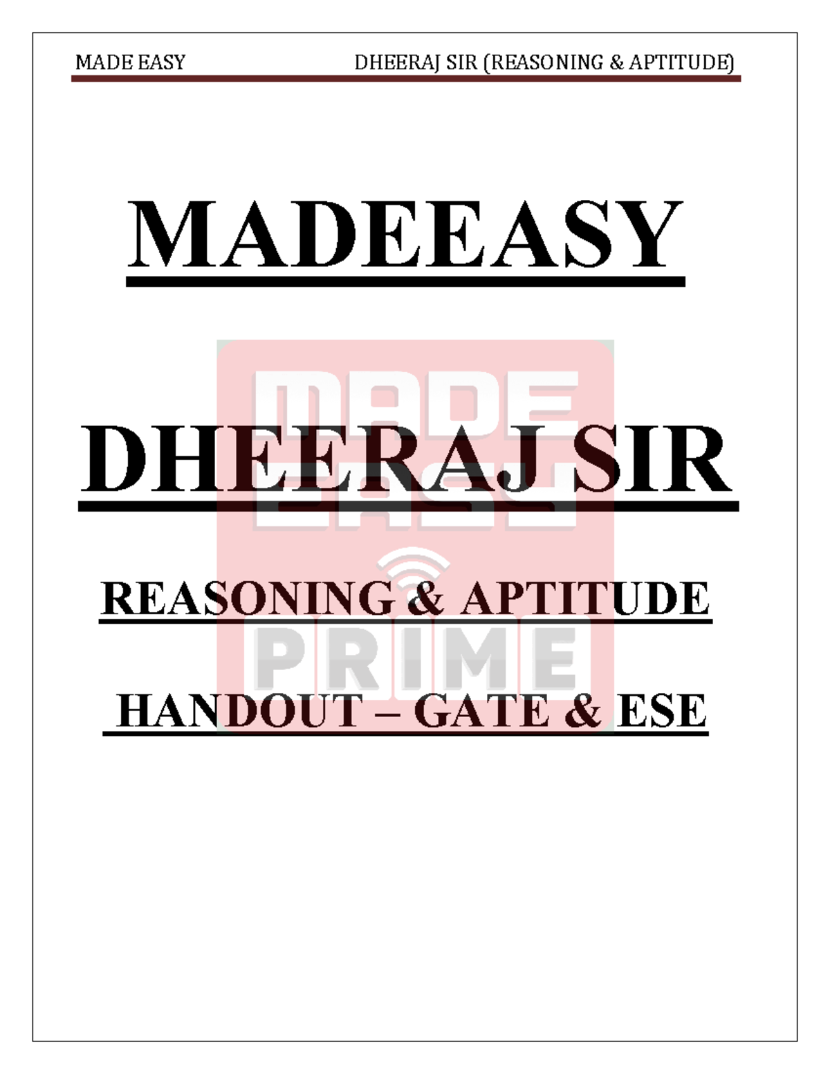 Handbook for reasoning & aptitude for GATE by made easy - MADEEASY ...