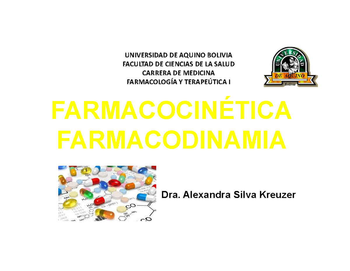 Farmacocinética - dfgfd - UNIVERSIDAD DE AQUINO BOLIVIA FACULTAD DE CIENCIAS DE LA SALUD CARRERA ...