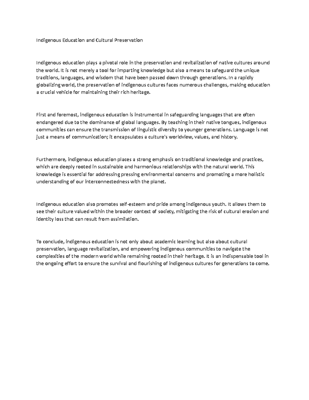 Indigenous Education and Cultural Preservation - Indigenous Education ...