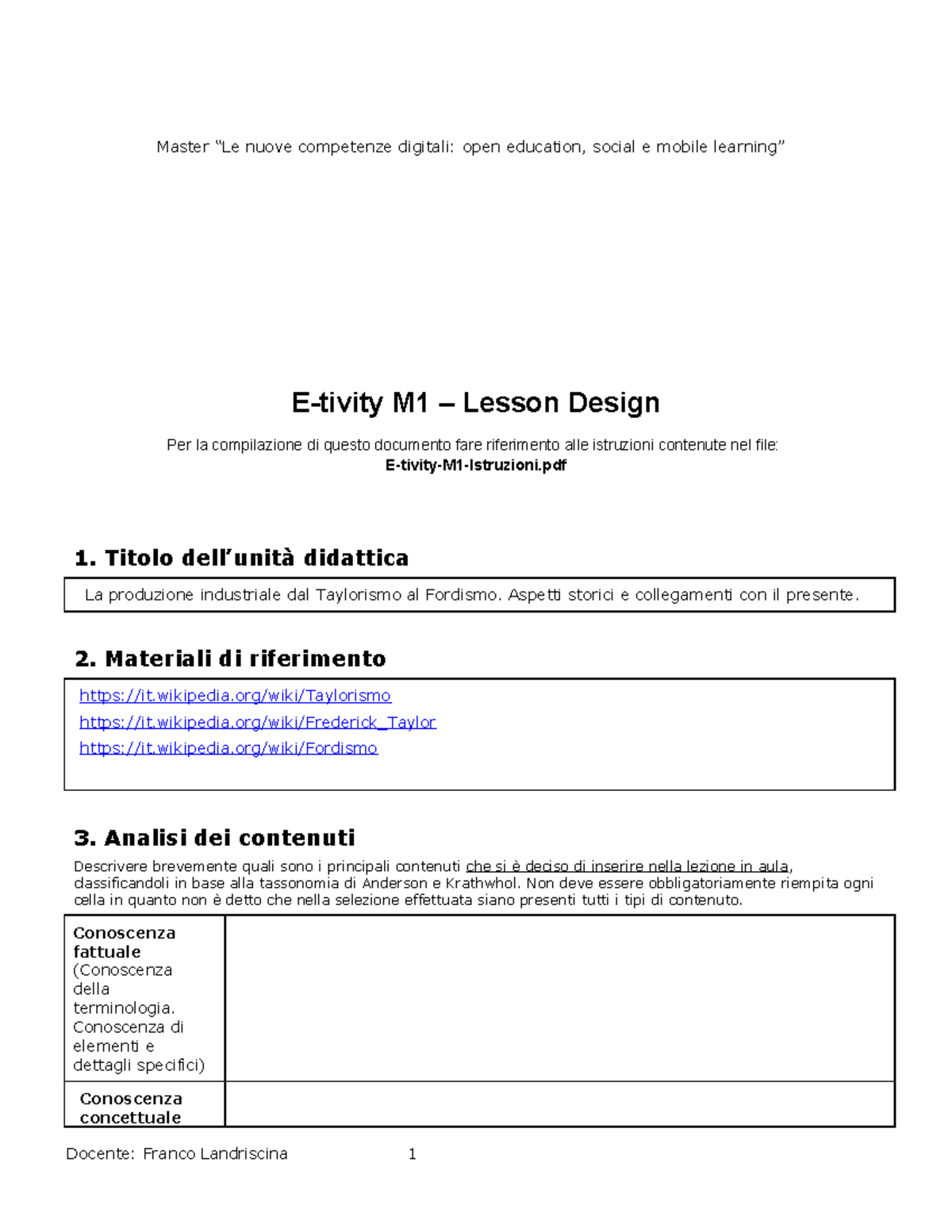 E-tivity-M1-Andrea Pisaniello - E-tivity M1 – Lesson Design Per la compilazione di questo ...