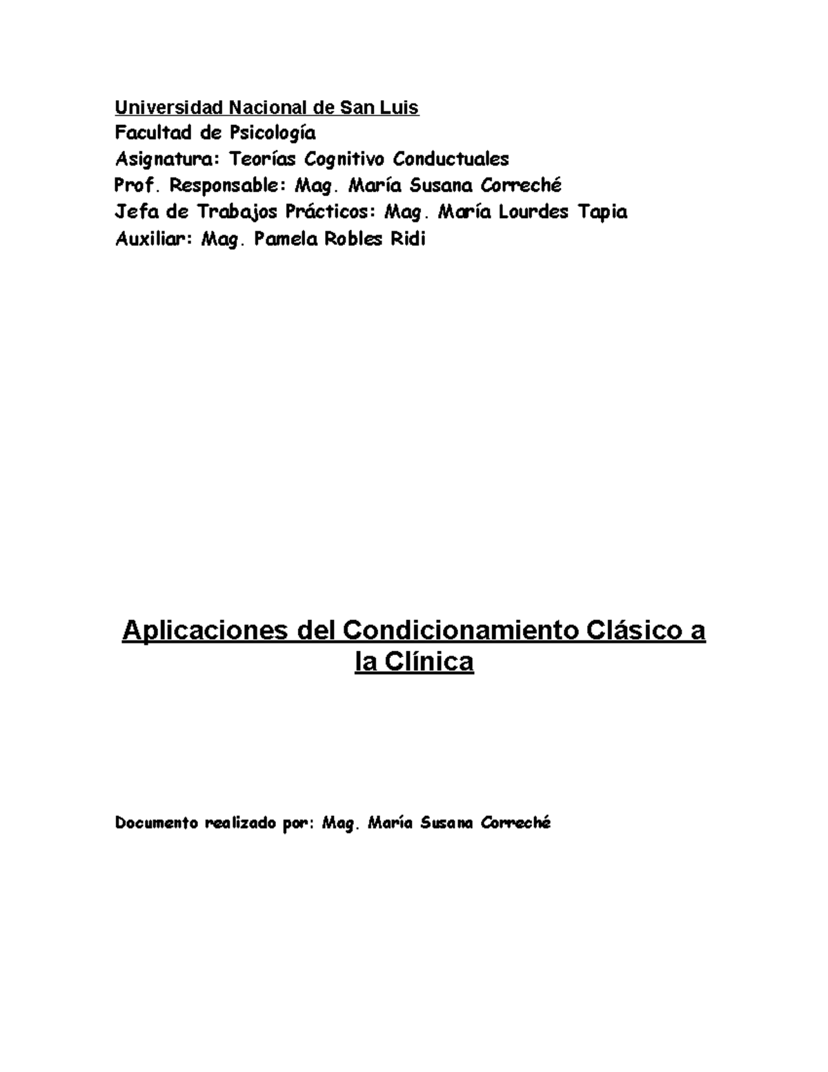 Condicionamiento Clásico en la Clínica - Universidad Nacional de San ...