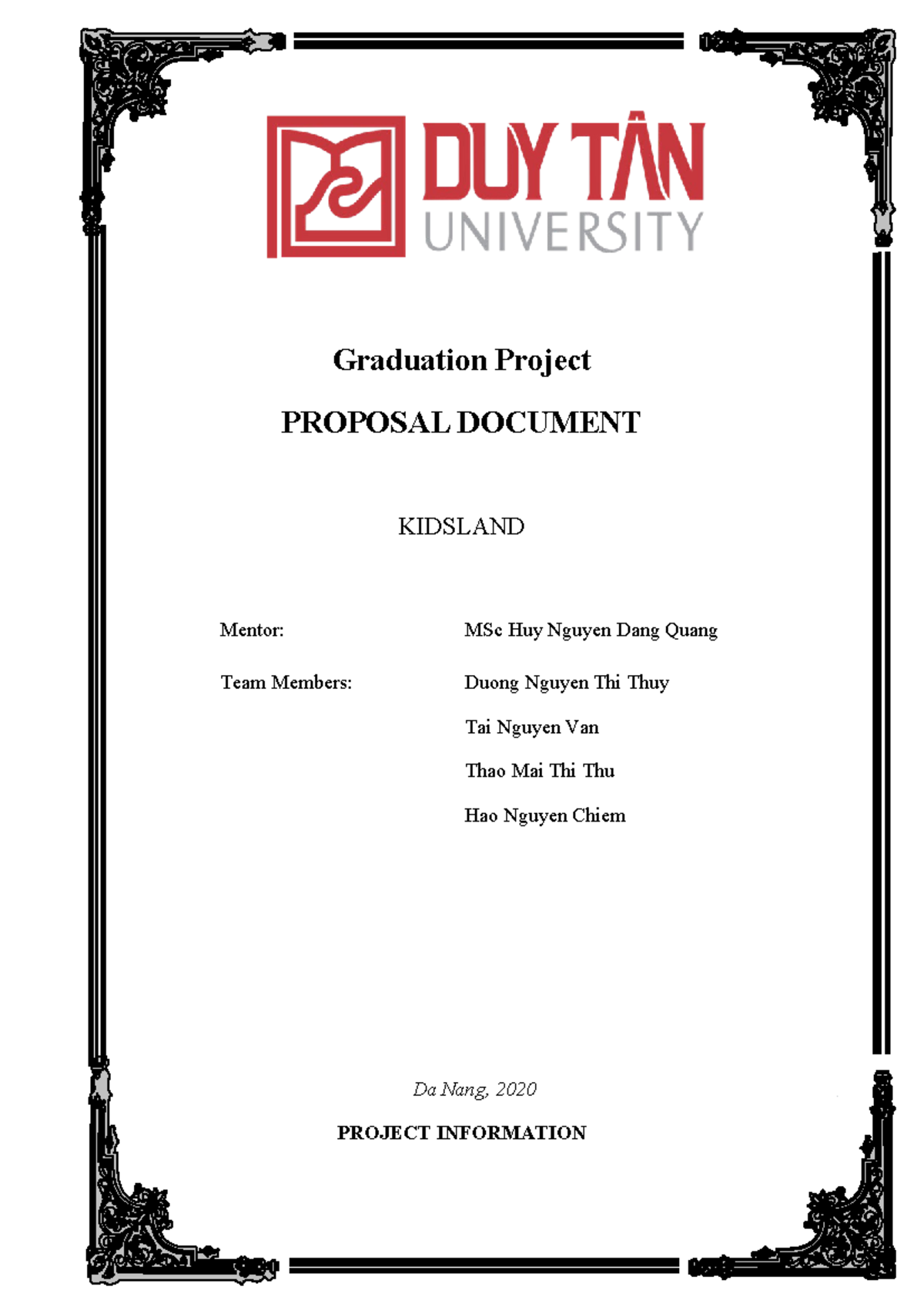 Kids Land Proposal Version 1 - Graduation Project PROPOSAL DOCUMENT ...