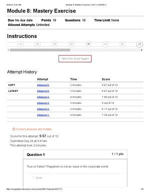 Module 8 Mastery Exercise 22FC-COM300-23 - Module 8: Mastery Exercise Due No due date Points 10 ...