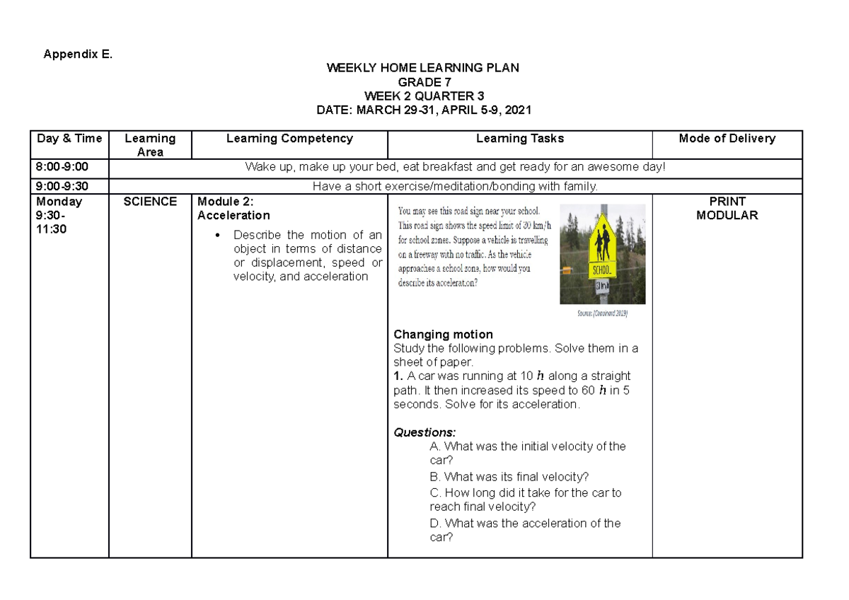 Week2 3 - DLL - Appendix E. WEEKLY HOME LEARNING PLAN GRADE 7 WEEK 2 ...
