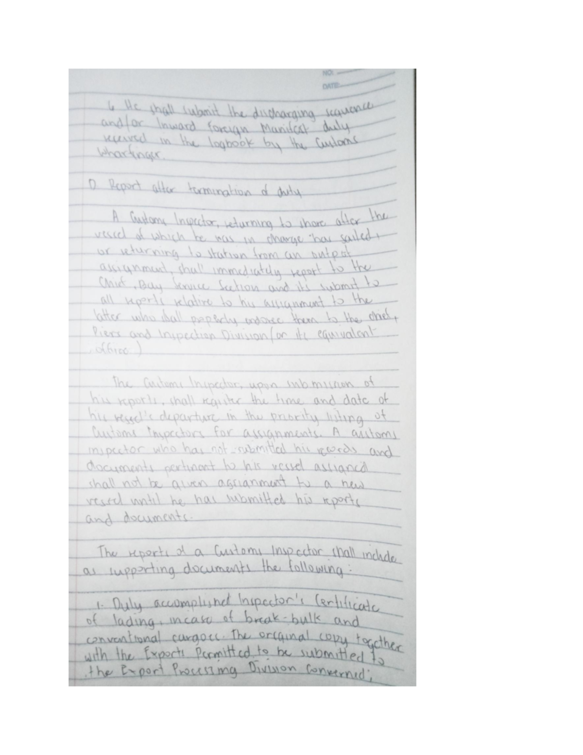 Seatwork - Written Paper - NO: DATE: 6 He shall submit the discharging ...