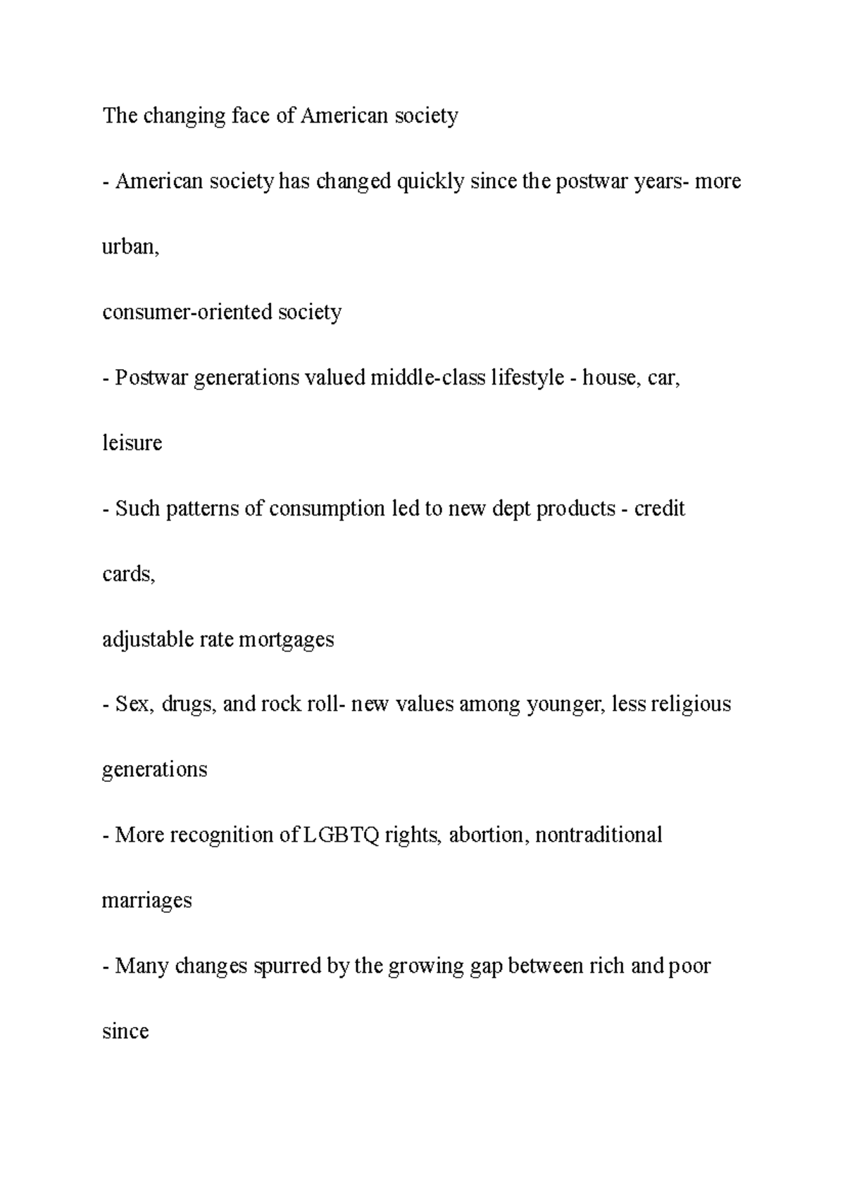 History-The changing face of american society - The changing face of ...