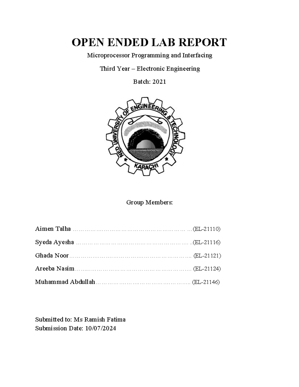 Mpi oel - mpi oel interfacing of 8086 to stepper motor - OPEN ENDED LAB REPORT Microprocessor ...