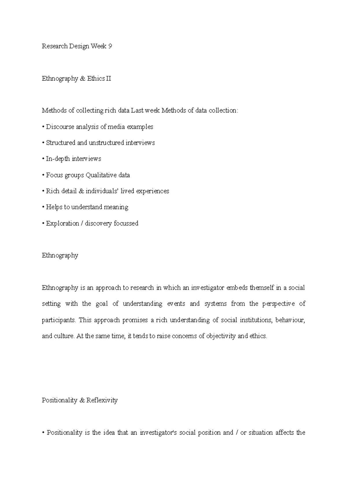 Research Design Week 9 - Lecture notes 9 - Research Design Week 9 ...