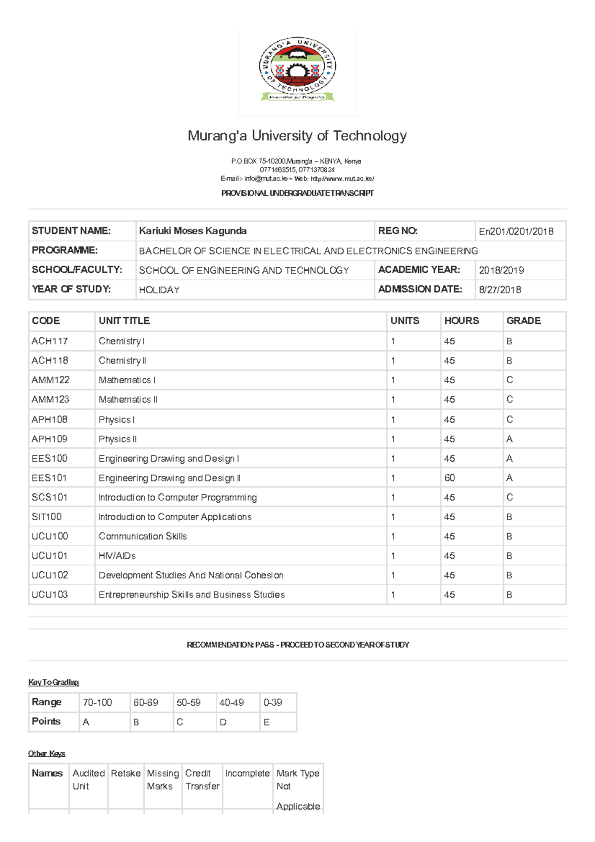 En201 0201 2018 2018 2019 - Murang'a University of Technology P.O 75-10200,Murang'a – KENYA ...