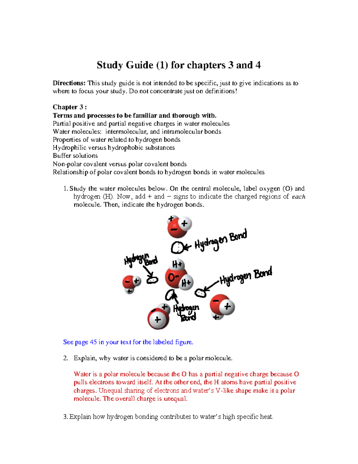 BIO181-Study Guide-week 2-Ch3-4 01 - Study Guide (1) for chapters 3 and ...