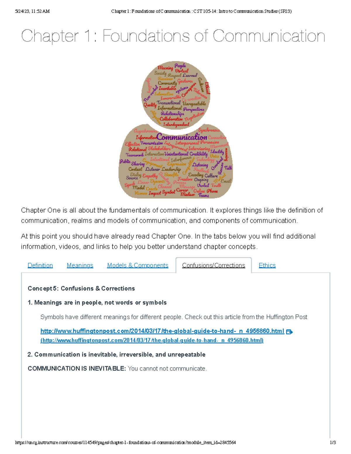 Chapter 1 Foundations of Communication CST 105-14 Intro to ...