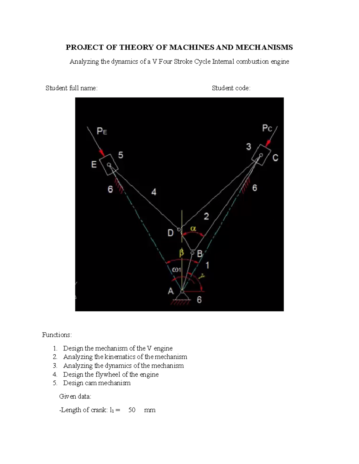V Engine - good - PROJECT OF THEORY OF MACHINES AND MECHANISMS ...
