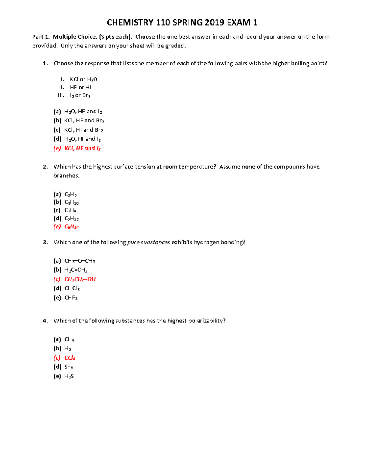 Exam1 110 Sp19 Key - exam - Part 1. Multiple Choice. (3 pts each). Choose the one best answer in ...