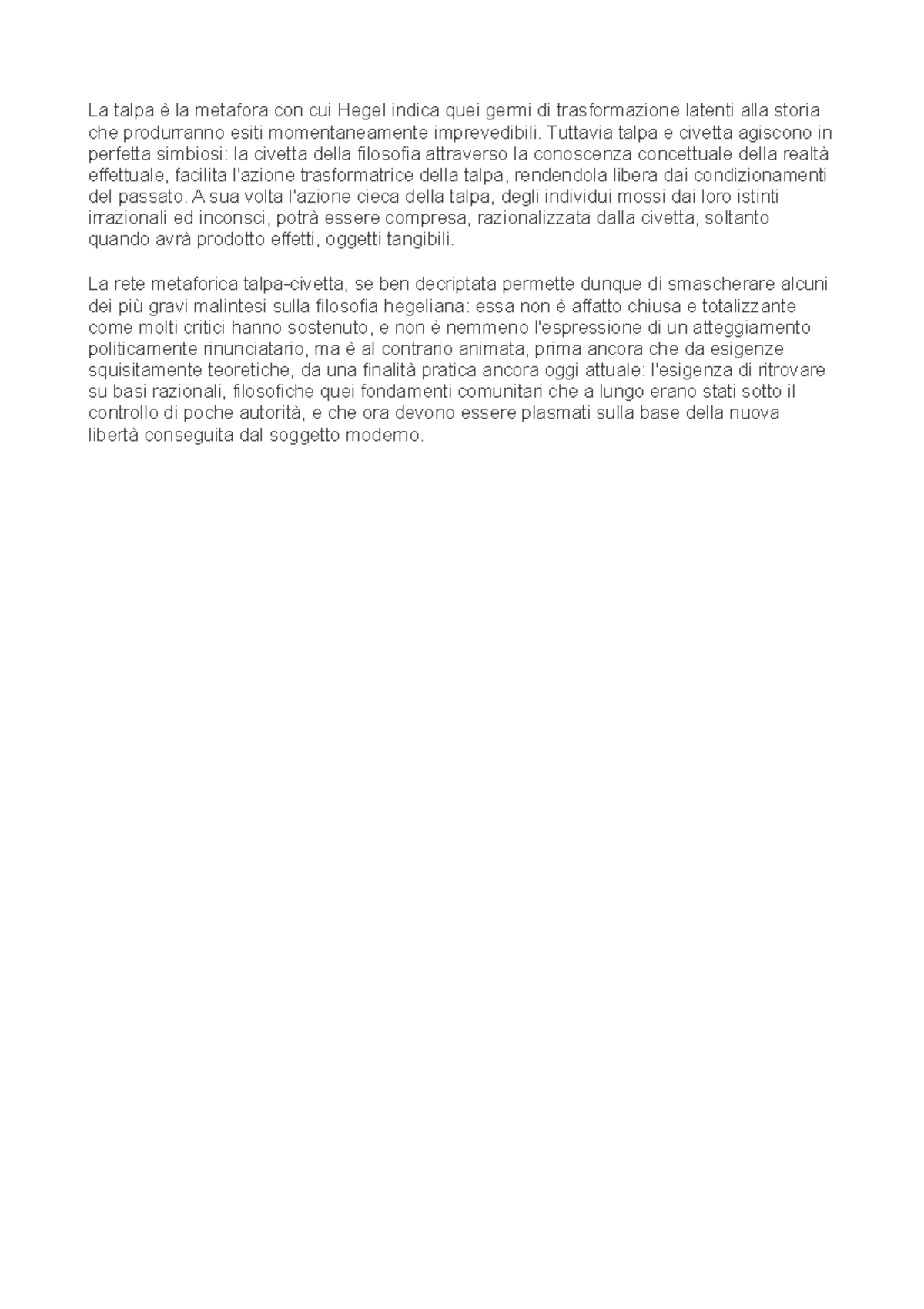 Talpa e civetta - appunti lezione - La talpa è la metafora con cui ...