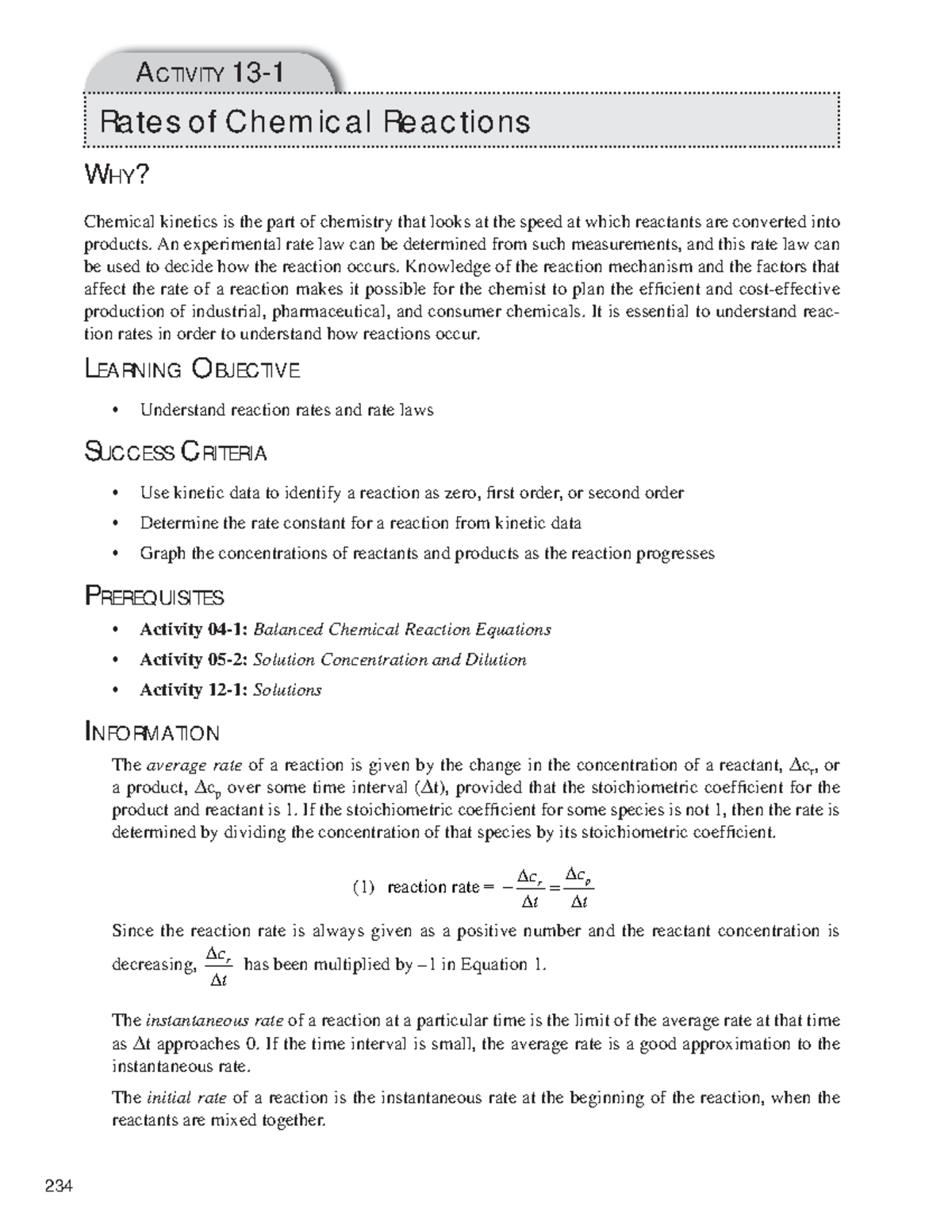 Rates of Chemical Reactions - 234 WHY? Chemical kinetics is the part of ...