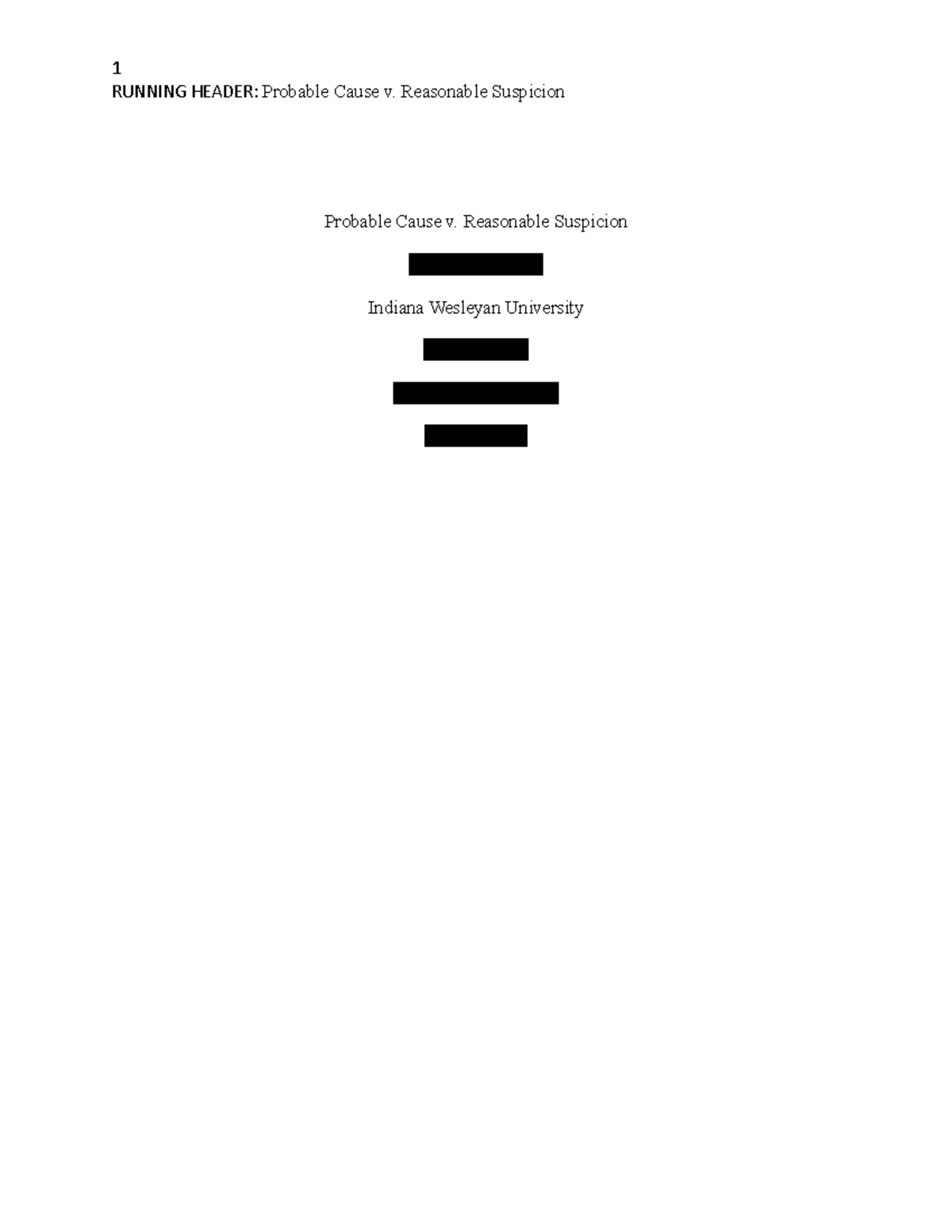 1.4- Probable Cause and Reasonable Suspicion - RUNNING HEADER: Probable ...