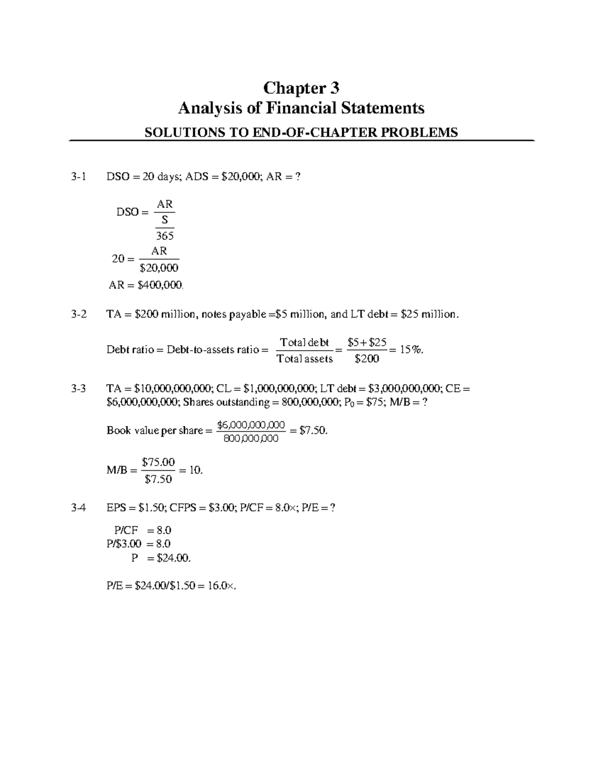 Chapter 3 Solutions to the End of Chapter Problems - Chapter 3 Analysis ...