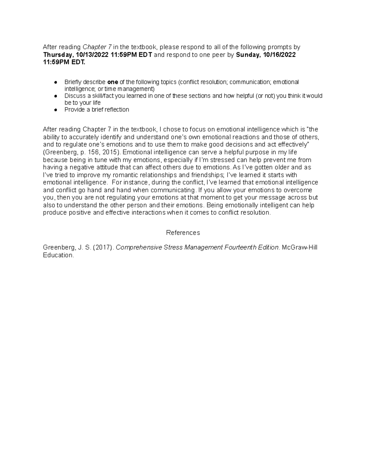 Week 8 - psy 180 db - DISCUSSION BOARD FOR WEEK 8 - After reading Chapter 7 in the textbook ...