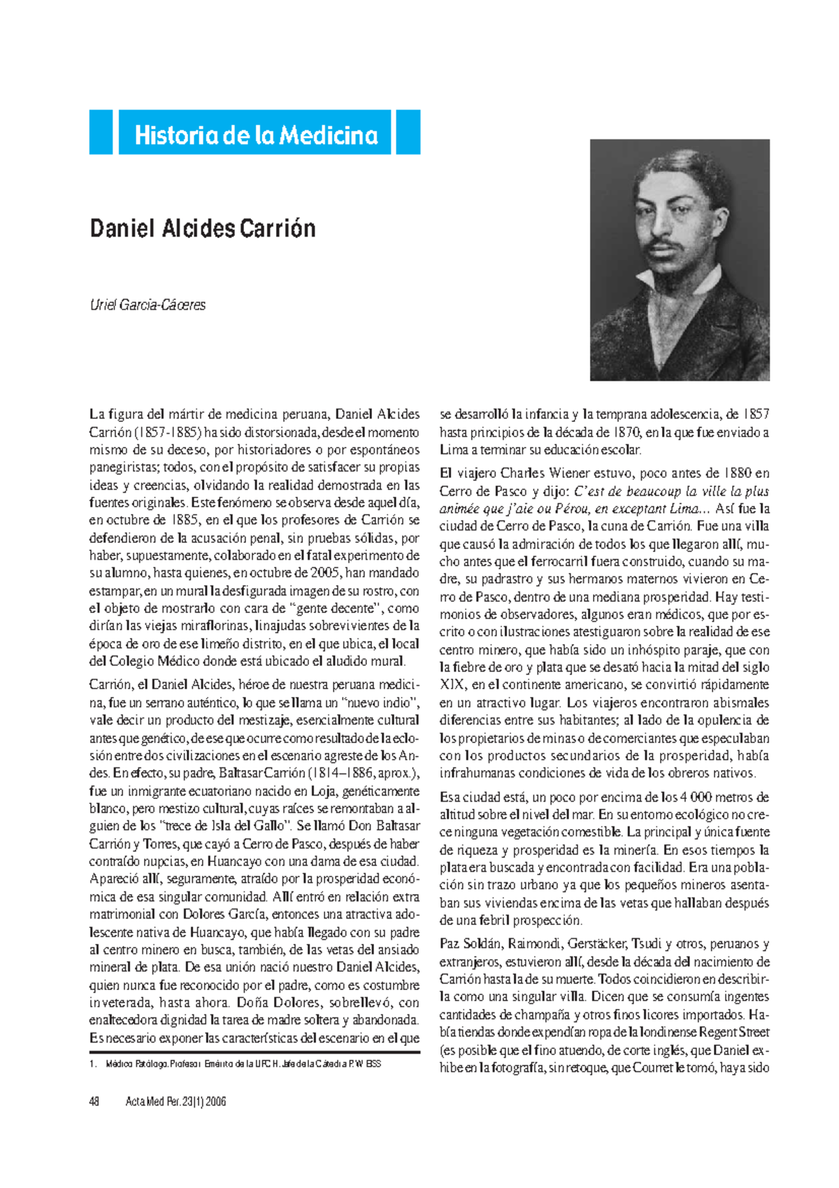 Historia Medicia- Daniel A. Carrion - Daniel Alcides Carrión La figura ...