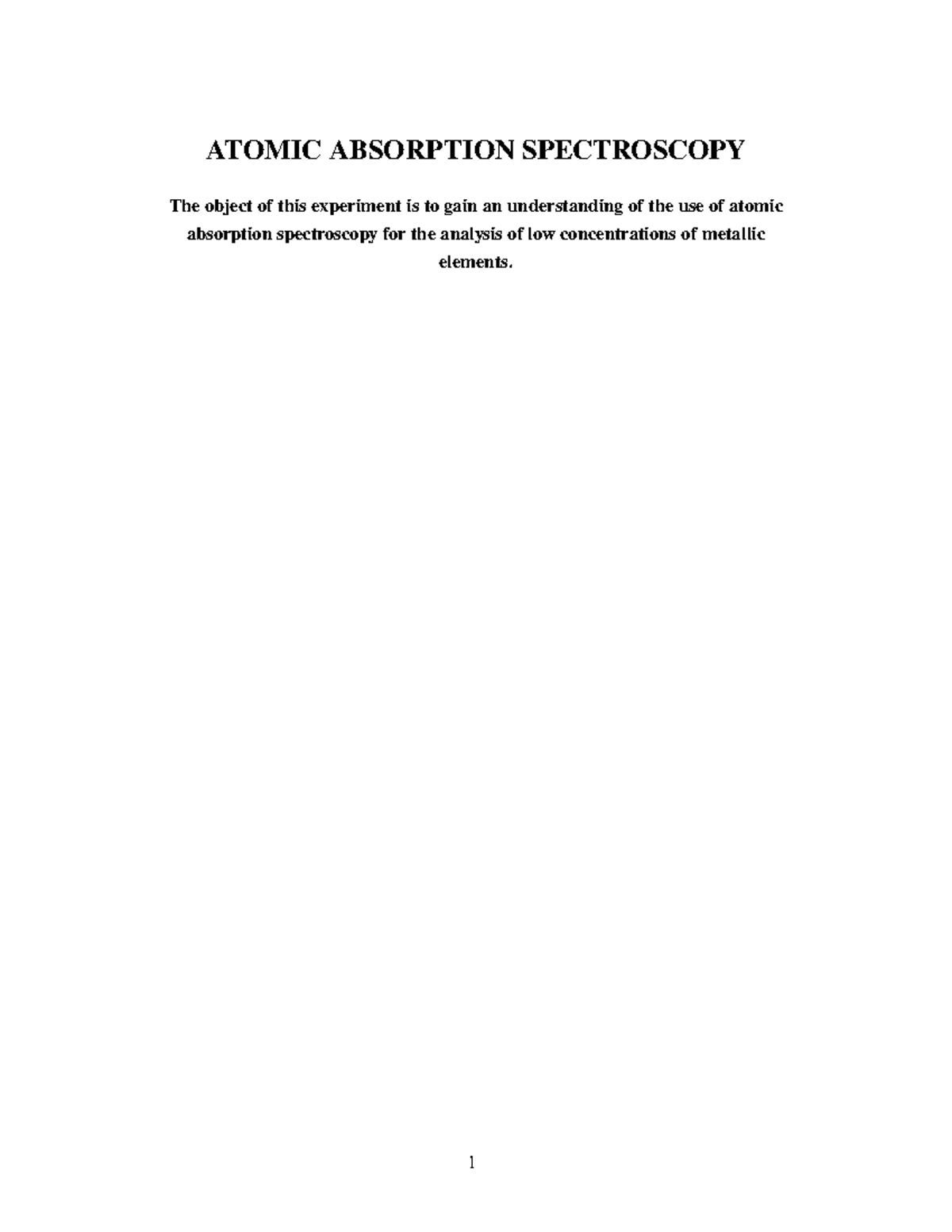 AASlabmanual - AAS lab manual - ATOMIC ABSORPTION SPECTROSCOPY The ...