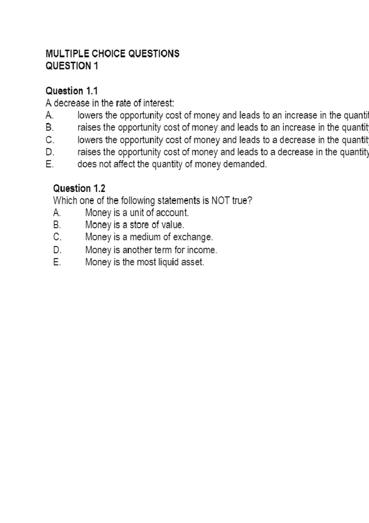 Economic 1B Question and answers - Studocu
