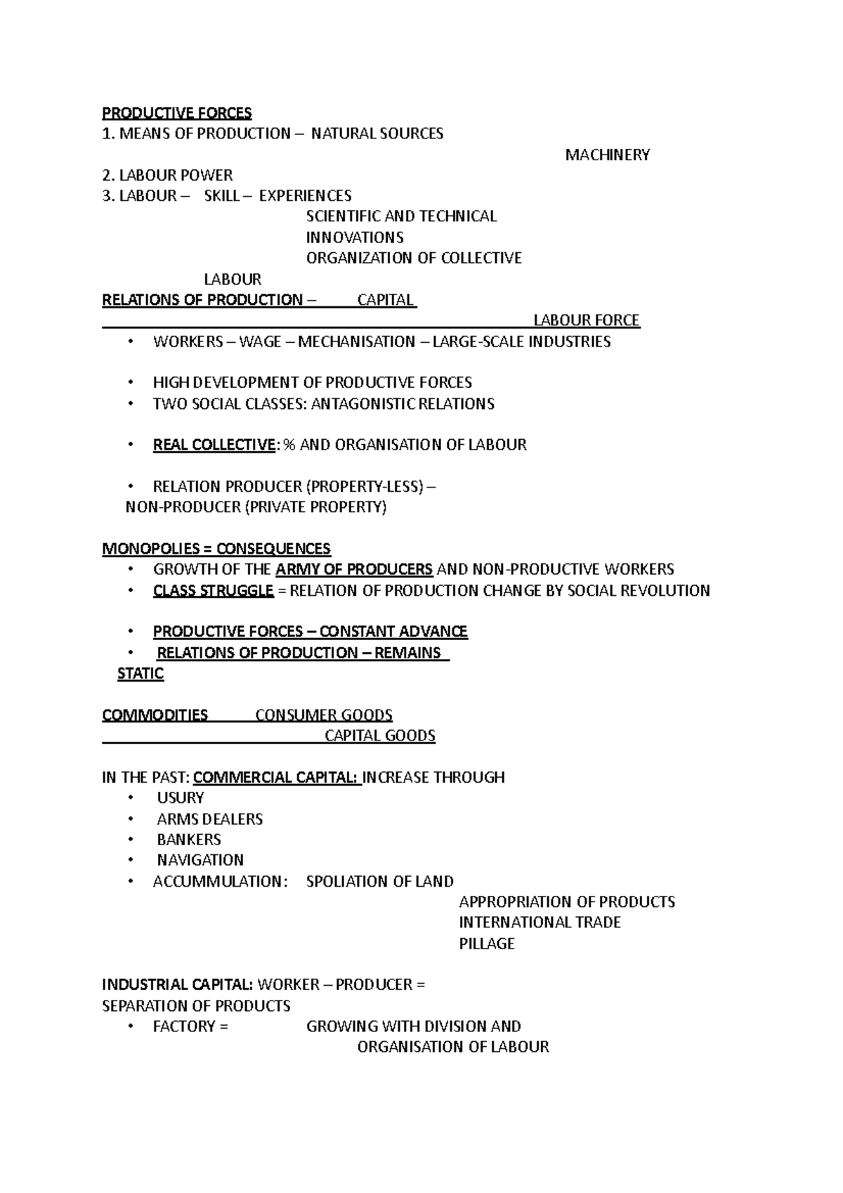 Productive Forces - 1. MEANS OF PRODUCTION – NATURAL SOURCES MACHINERY ...
