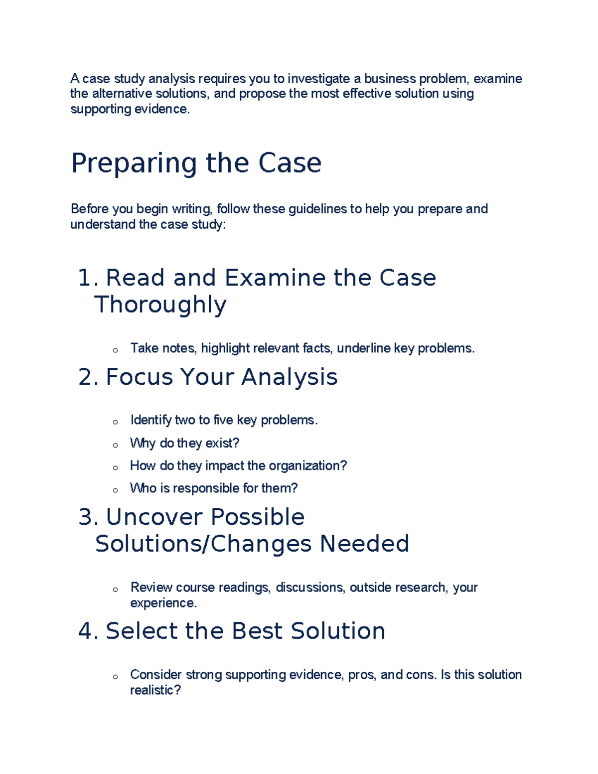 A guide to making your Case Analysis - A case study analysis requires ...