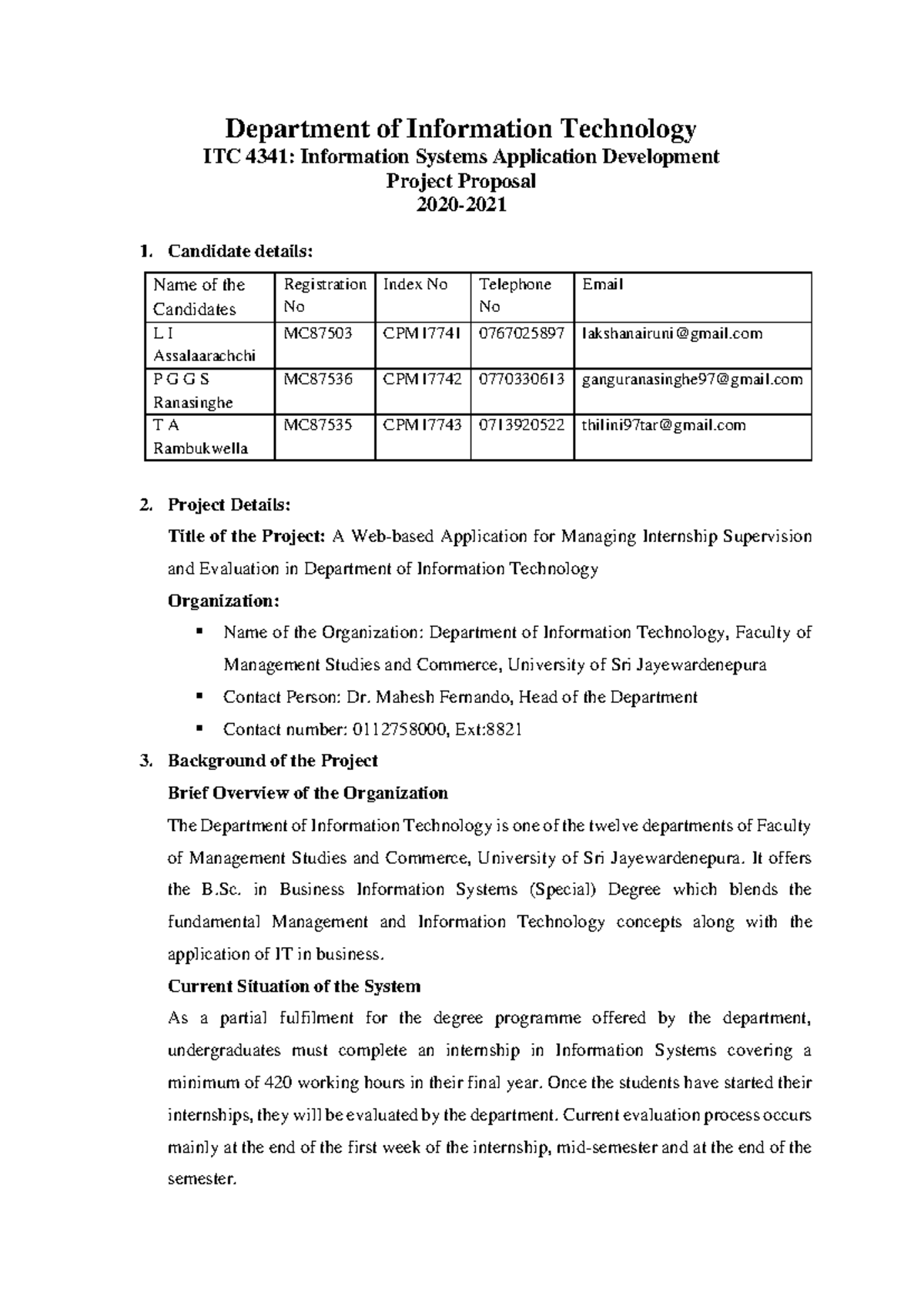 ITC 4341 Sample Project Proposal -CPM17741,17742,17743 - Department of Information Technology ...