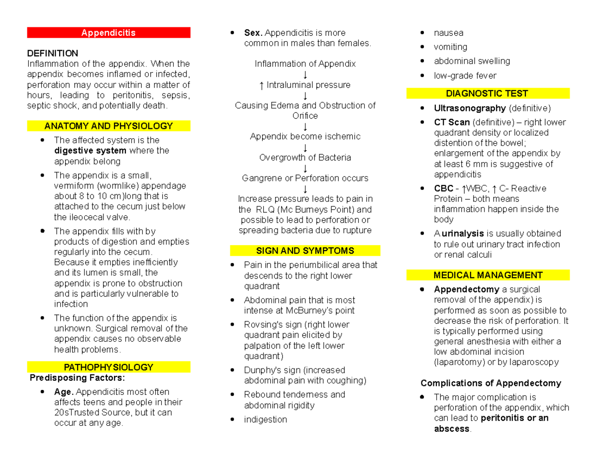 Ms-revalida - MS REVALIDA STUDY GUIDE - Appendicitis DEFINITION ...