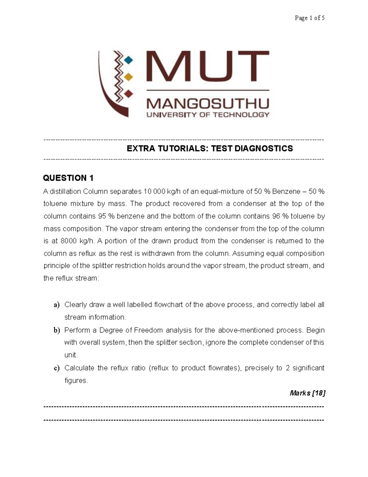 Extra Tutorials - CHTE212 S1a - 2024 - EXTRA TUTORIALS: TEST ...