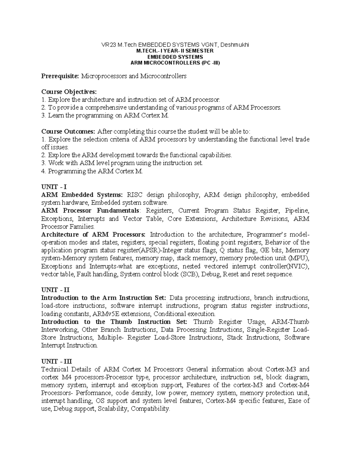 VR23-ARM Controller Question Bank (2) - VR23 M EMBEDDED SYSTEMS VGNT ...
