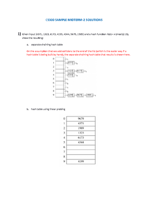 CS300 Sample Final Solutions - CS300 SAMPLE FINAL SOLUTIONS 1) Given input {4371, 1323, 6173 ...