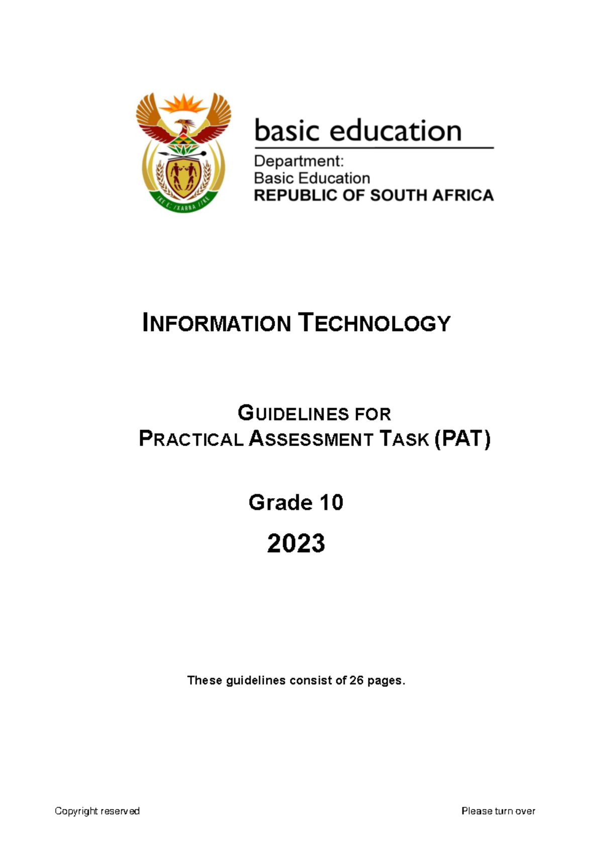 Gr 10 PAT IT Learner Guide 2023 Eng - Copyright reserved Please turn ...