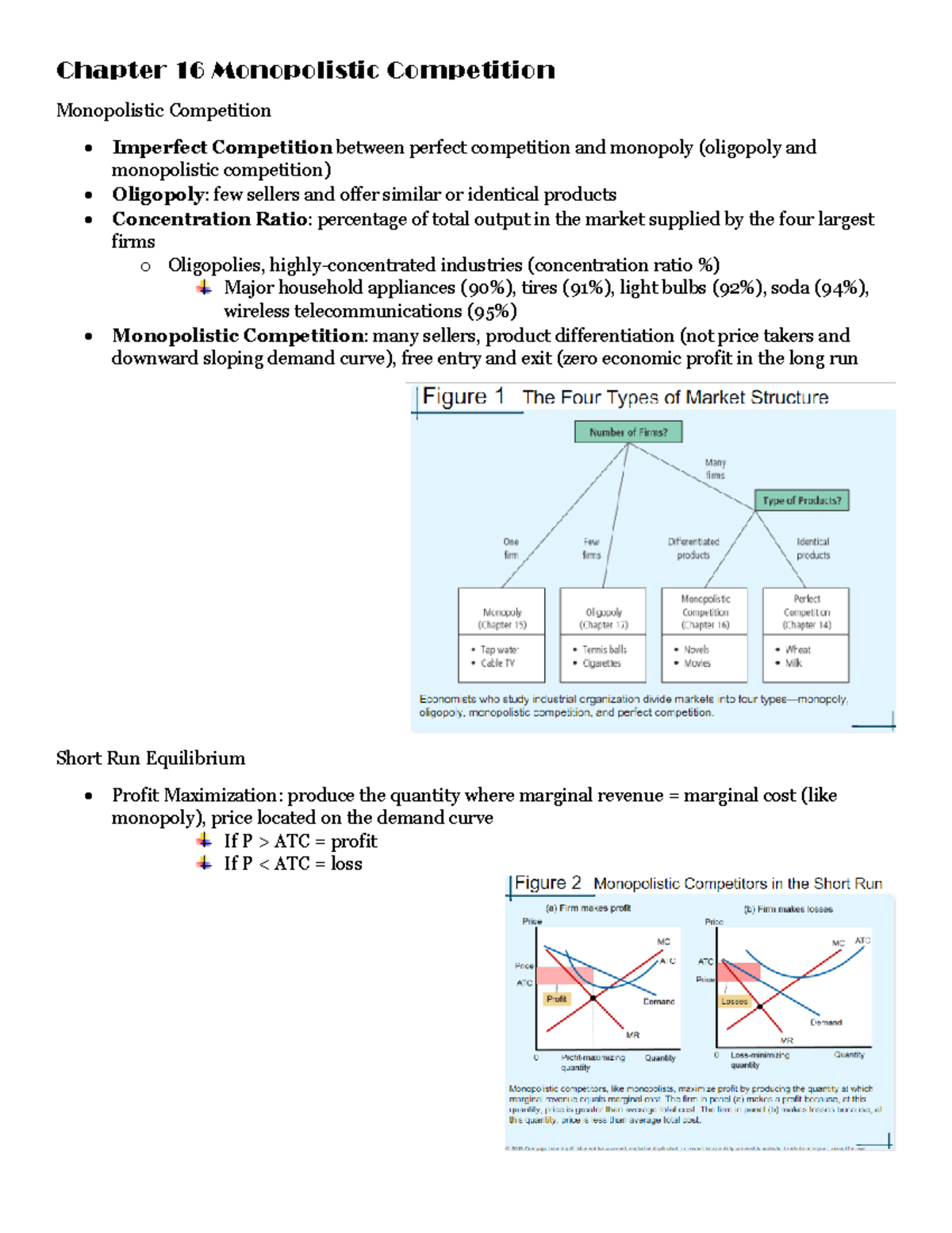 Chapter 16 Monopolistic Competition - Chapter 16 Monopolistic ...