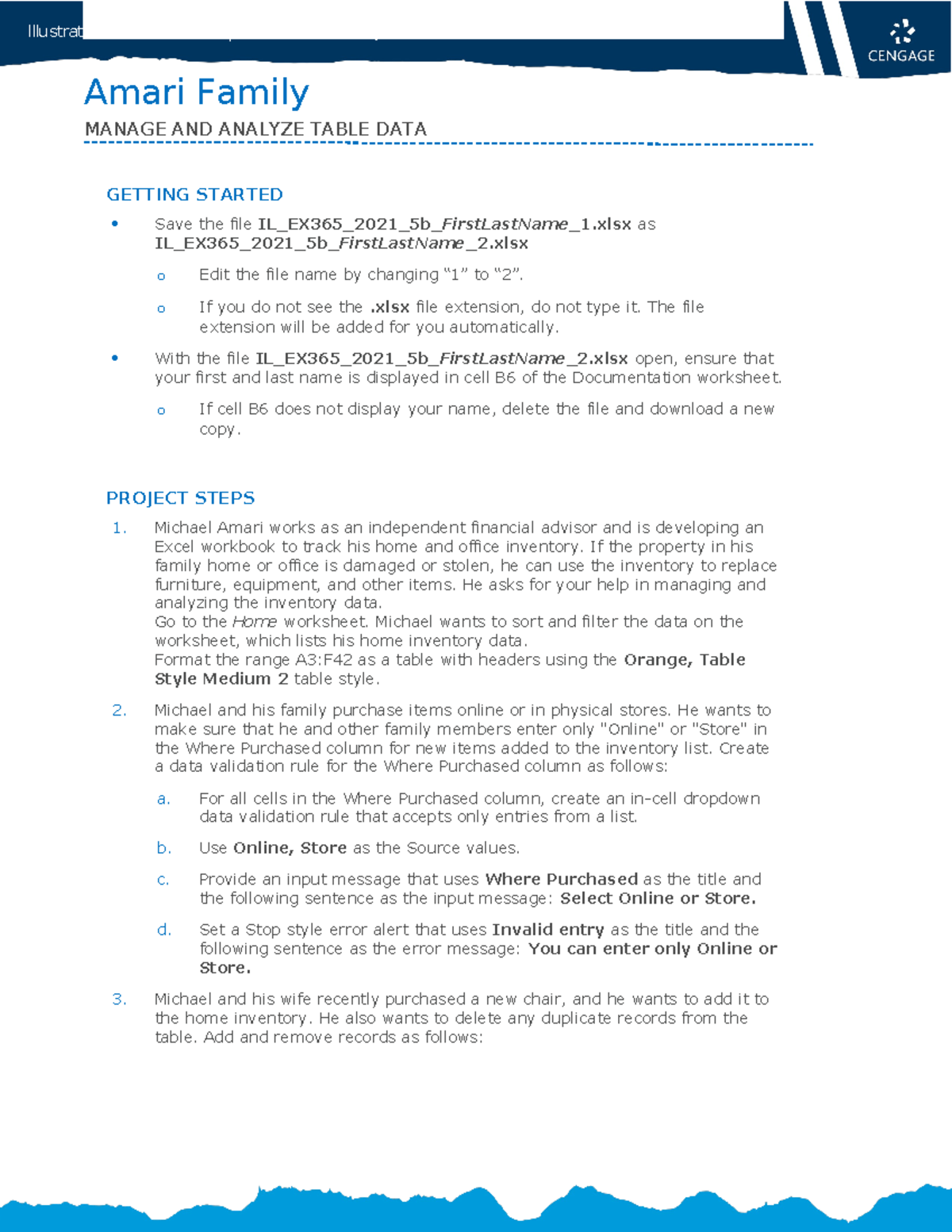 Instructions IL EX365 2021 5b - Amari Family MANAGE AND ANALYZE TABLE ...