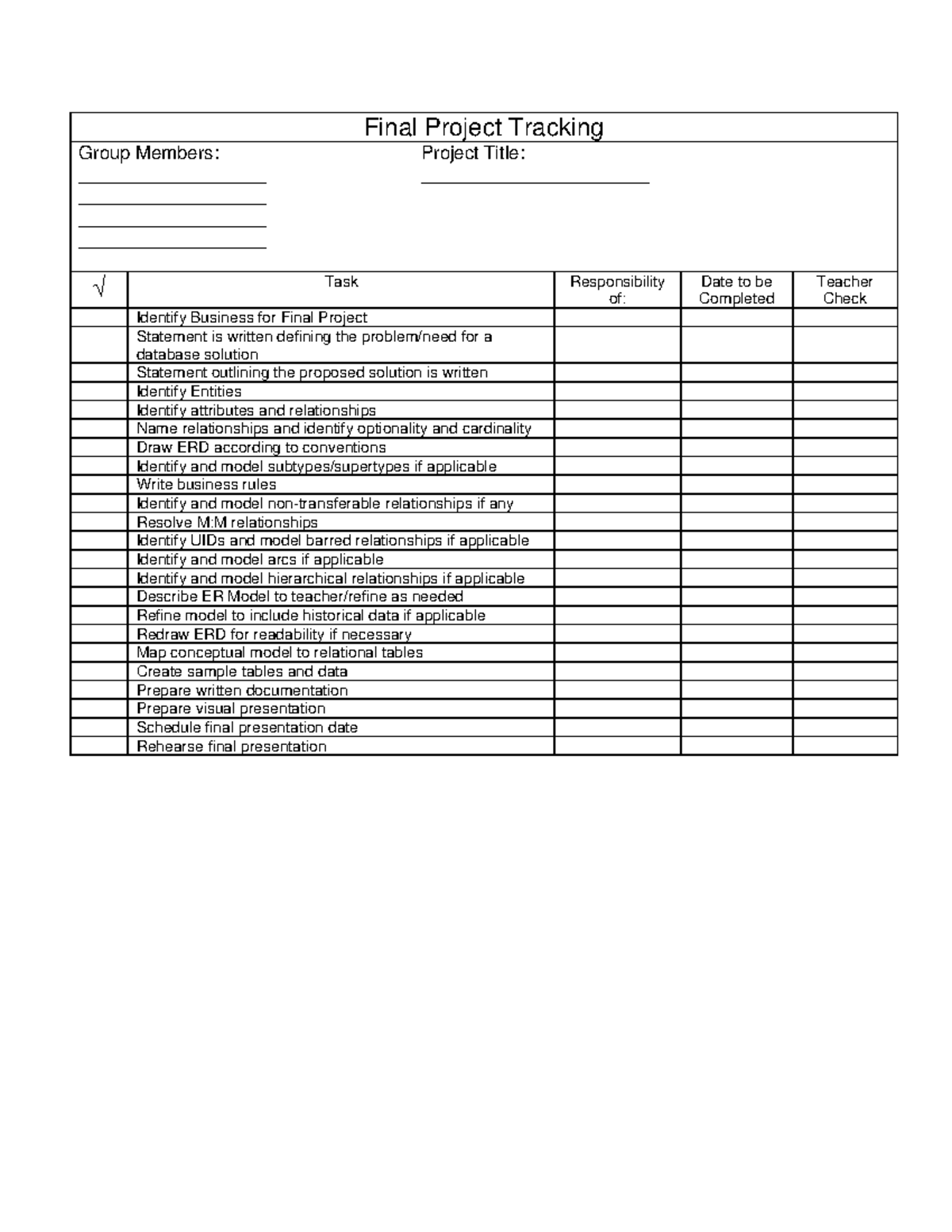 Dd final project tracking - Final Project Tracking Group Members ...
