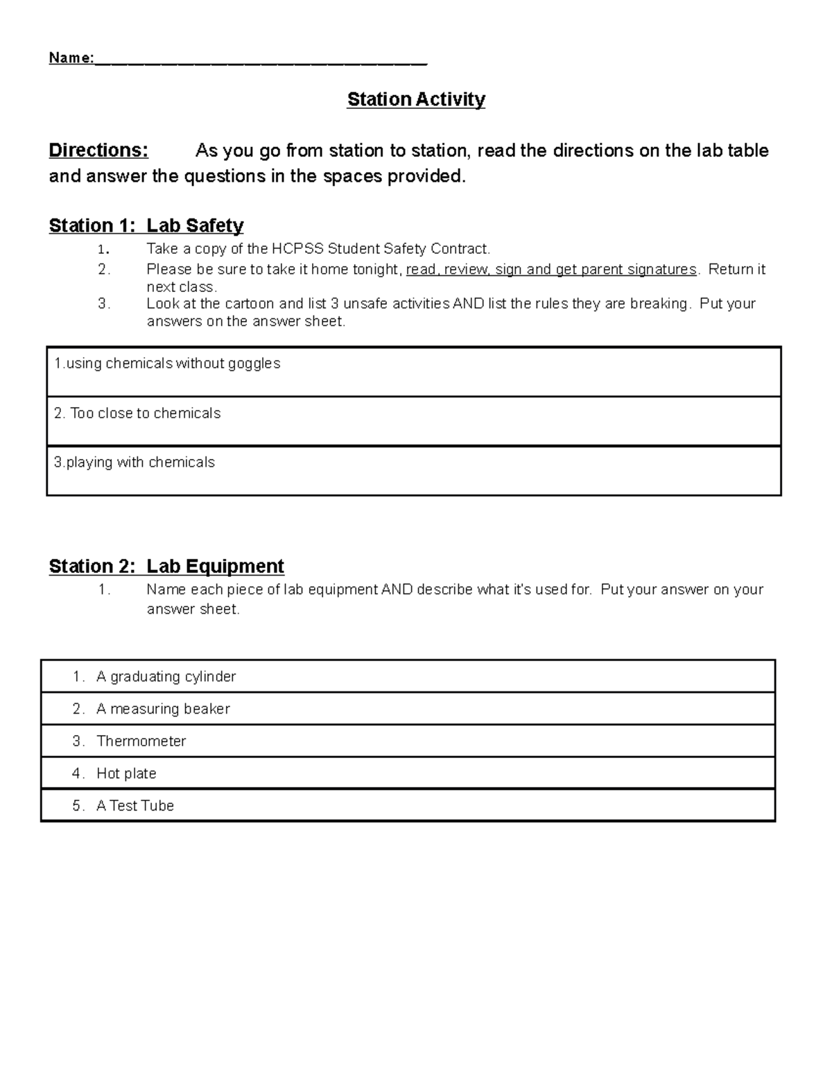 Copy of Station Activity Student Worksheet 2021 - Name