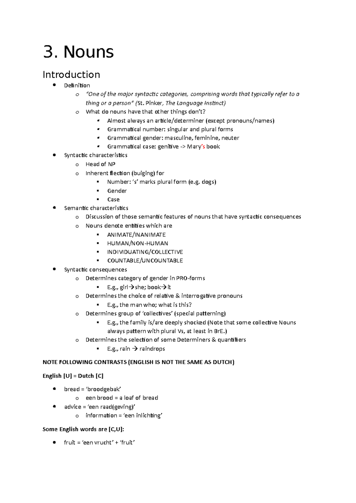 English grammar 2 2015-10-12 Nouns - 3. Nouns Introduction Definition o ...