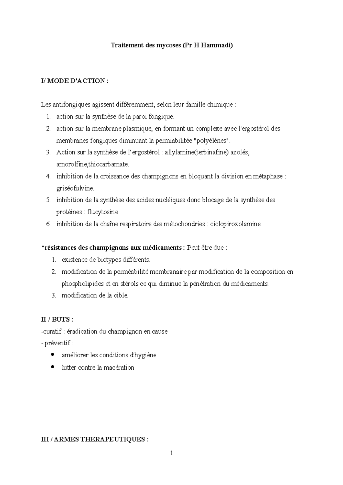 Traitement des mycoses - action sur la synthèse de la paroi fongique. 2 ...