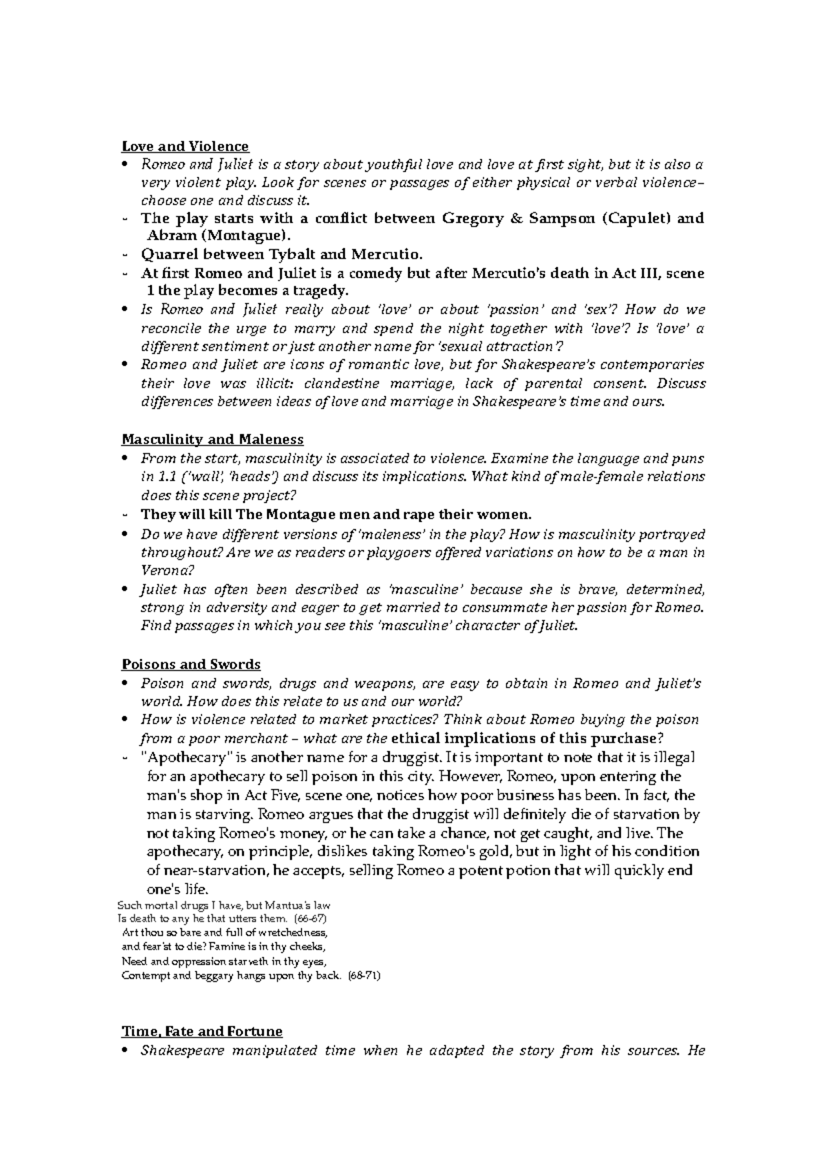 RG R&J - romeo juliet summary - Love and Violence Romeo and Juliet is a ...