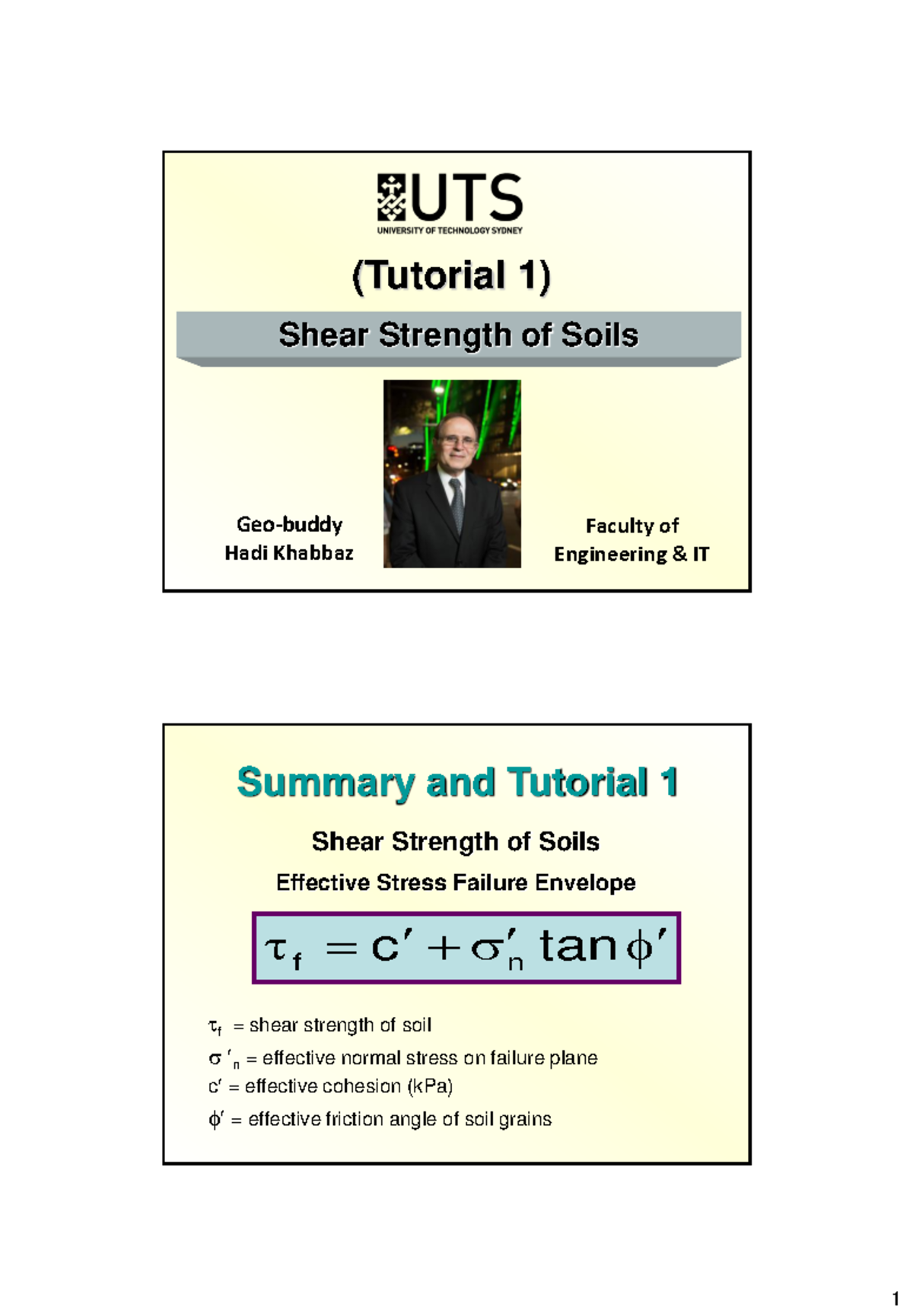 Tut 1-20a - tutorial 1 geotechnical engineering - Shear Strength of Soils (Tutorial 1) Geo-buddy ...